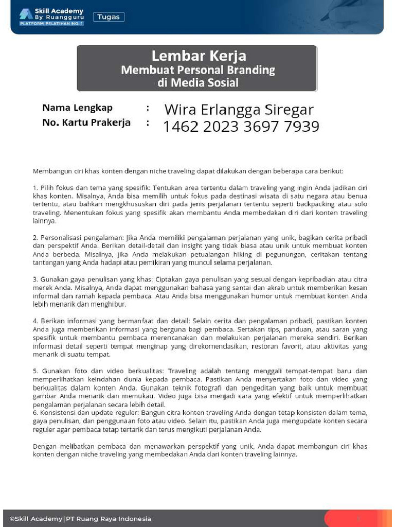 TPM3 Personal Branding-Wira Erlangga Siregar | PDF