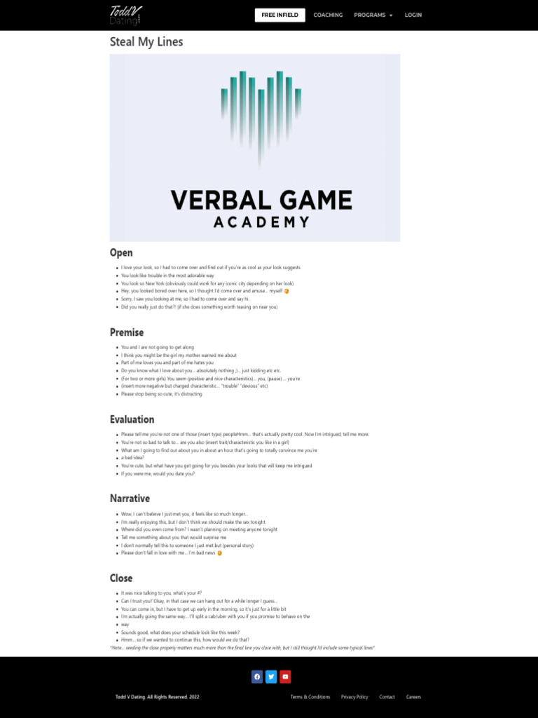 Steal My Lines - Todd V Dating | PDF