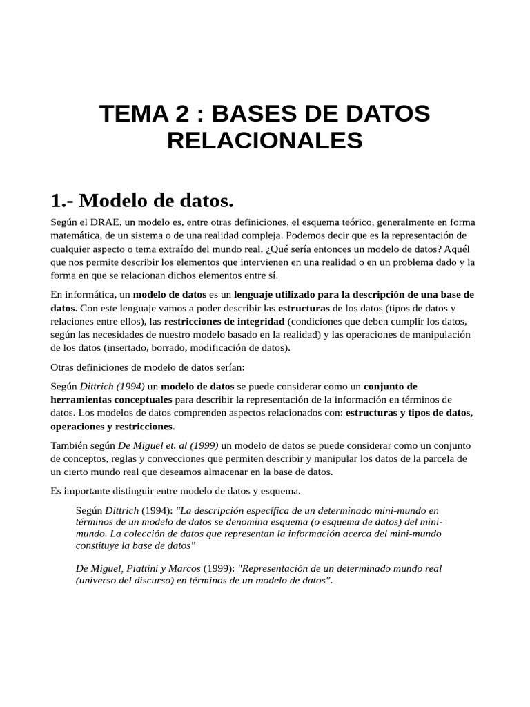Tema 2 BD Relacionales | PDF | Bases de datos | SQL