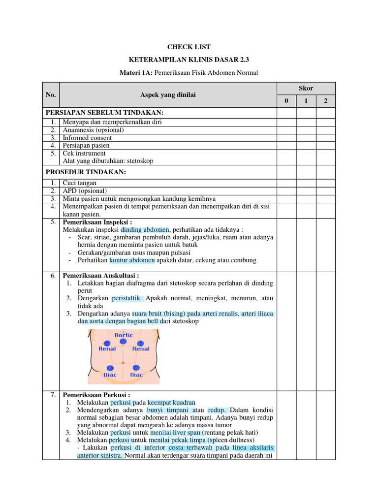 Materi checklist PF abdomen normal | PDF