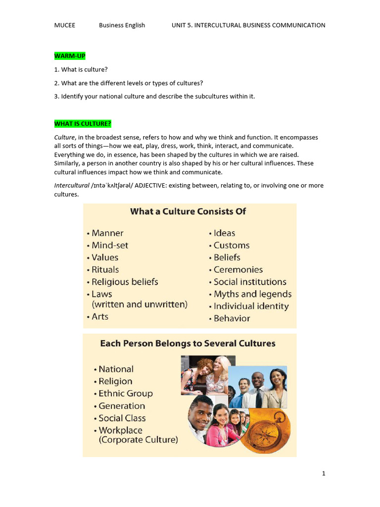 Unit 5. Intercultural Business Communication | PDF | Cross Cultural ...