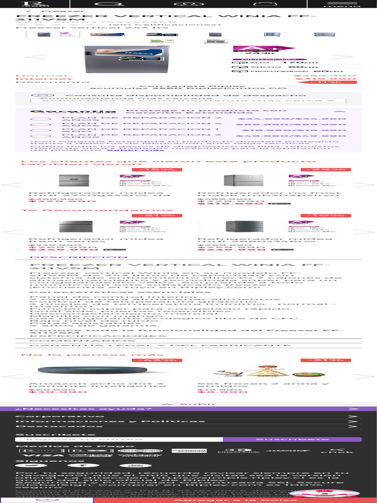 Freezer Vertical Winia FF-311VSM | PDF | Hogar, jardinería y bricolaje