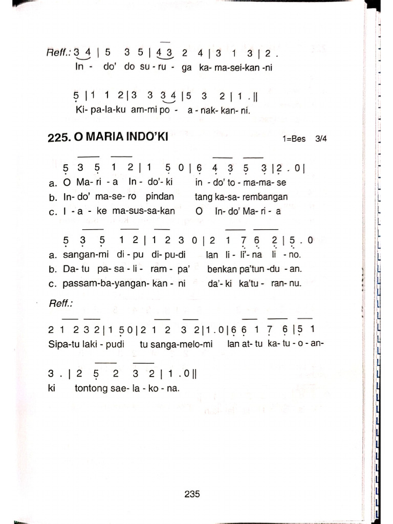 Teks Lagu O Maria Indo'ki | PDF