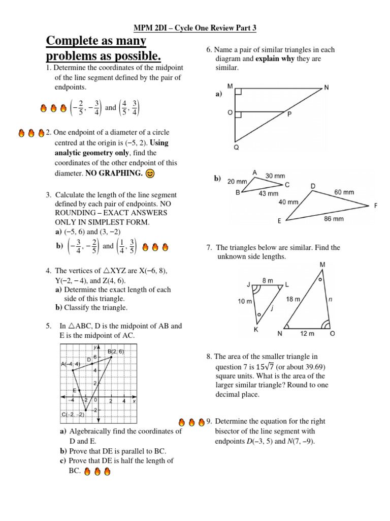 Cycle 1 Review Part 3 | PDF | Triangle | Line (Geometry)
