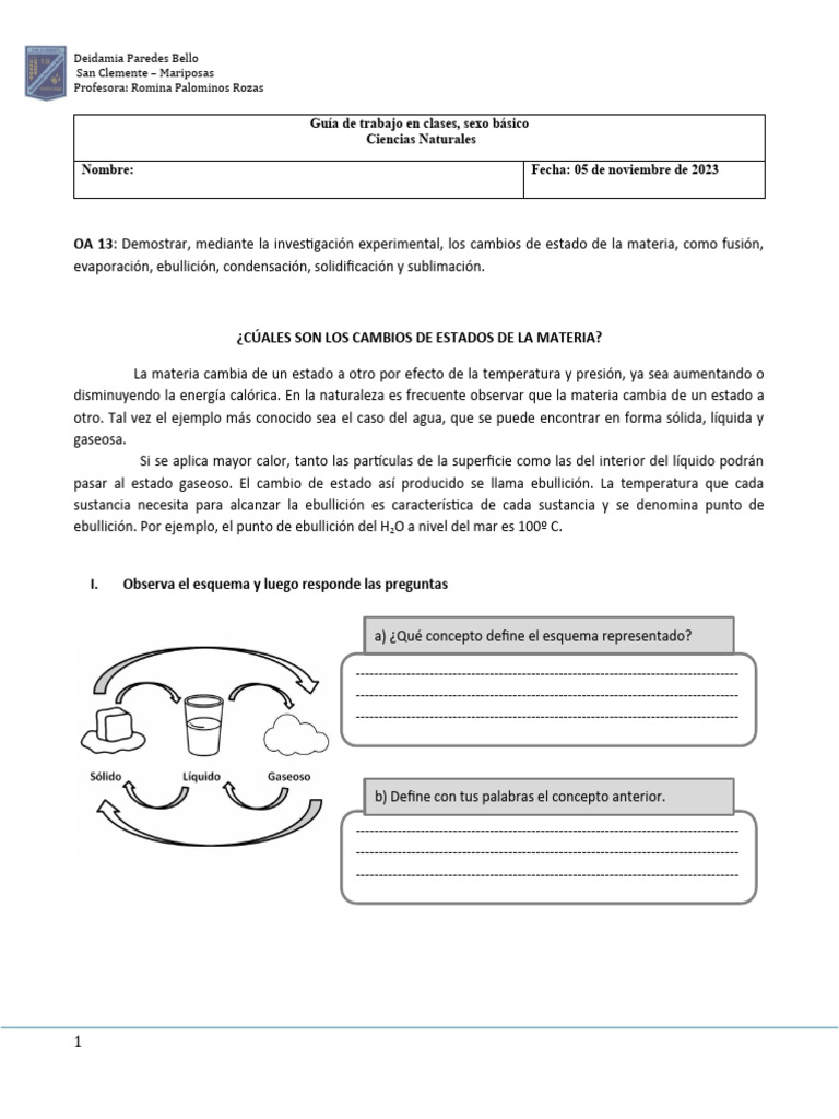 Guía Cambios de Estado, 6CN | PDF | Líquidos | Hirviendo