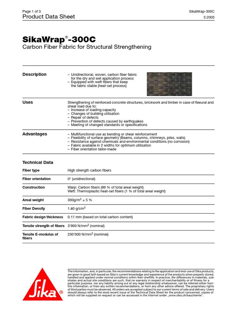 SikaWrap 300C e | PDF | Textiles | Fibers