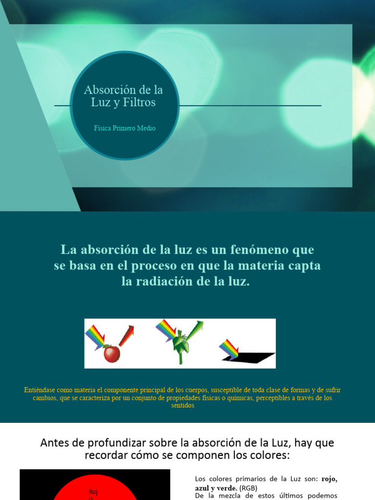 Absorción de La Luz, Colores y Filtros | PDF | Color | Rojo