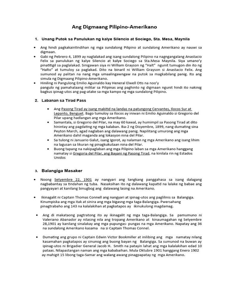 Ang Digmaang Pilipino-Amerikano | PDF