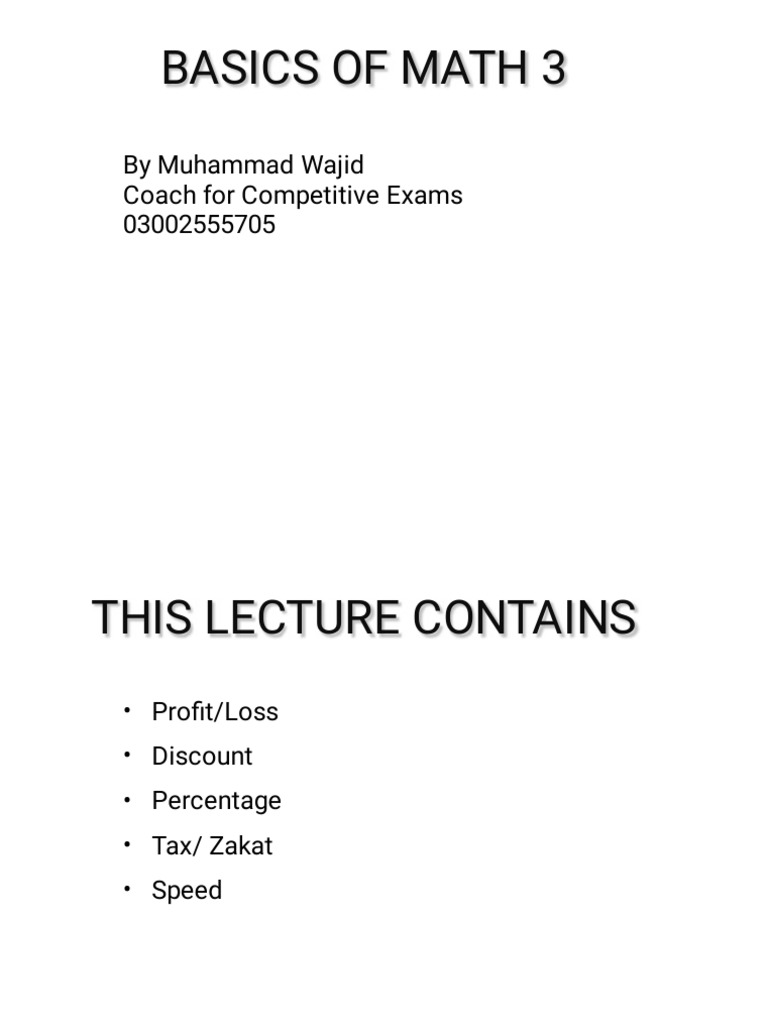 Math Basics: Profit, Loss, and Percentage | PDF | Profit (Economics) | Discounting