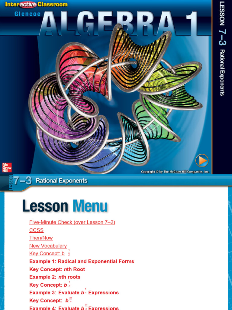PowerPoint 7.3 Rational Exponents | PDF | Exponentiation | Equations