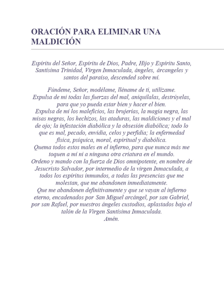 Oración para Eliminar Una Maldición | PDF