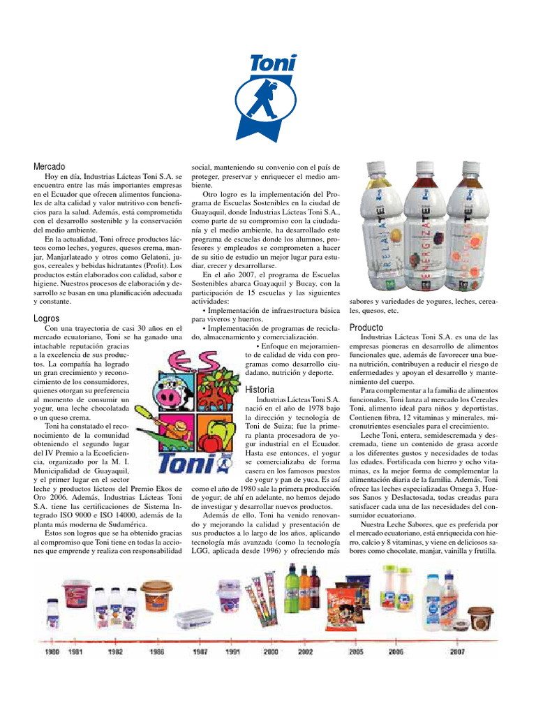 Productos Lácteos Toni en Ecuador | PDF | Leche | Yogur