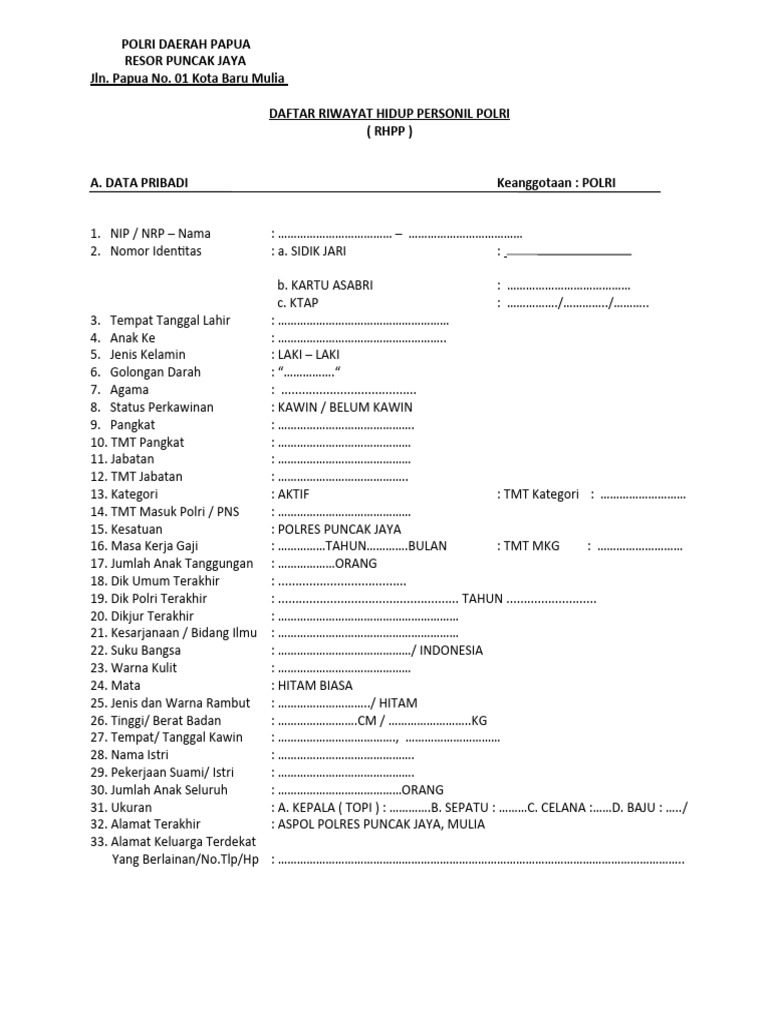 Contoh DRH Ricky | PDF
