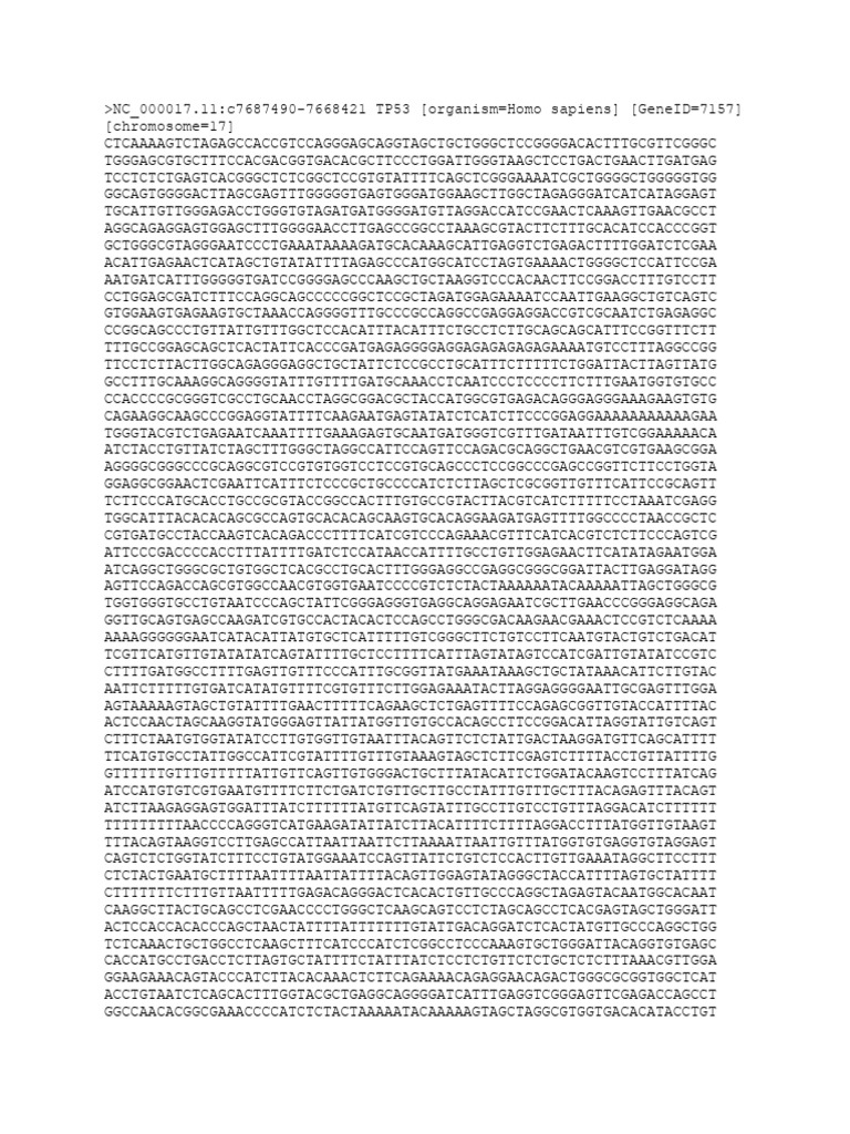 TP53 Gene Sequence Analysis in Humans | PDF
