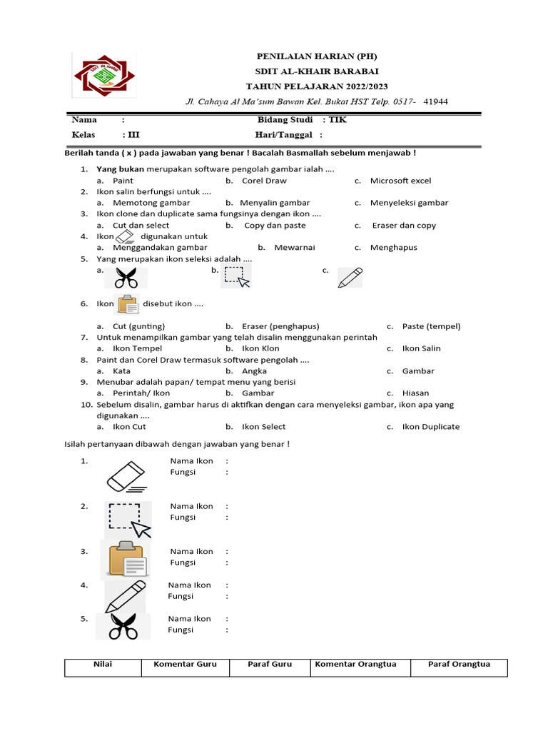 Soal PH TIK Kelas 3 2022-2023 | PDF