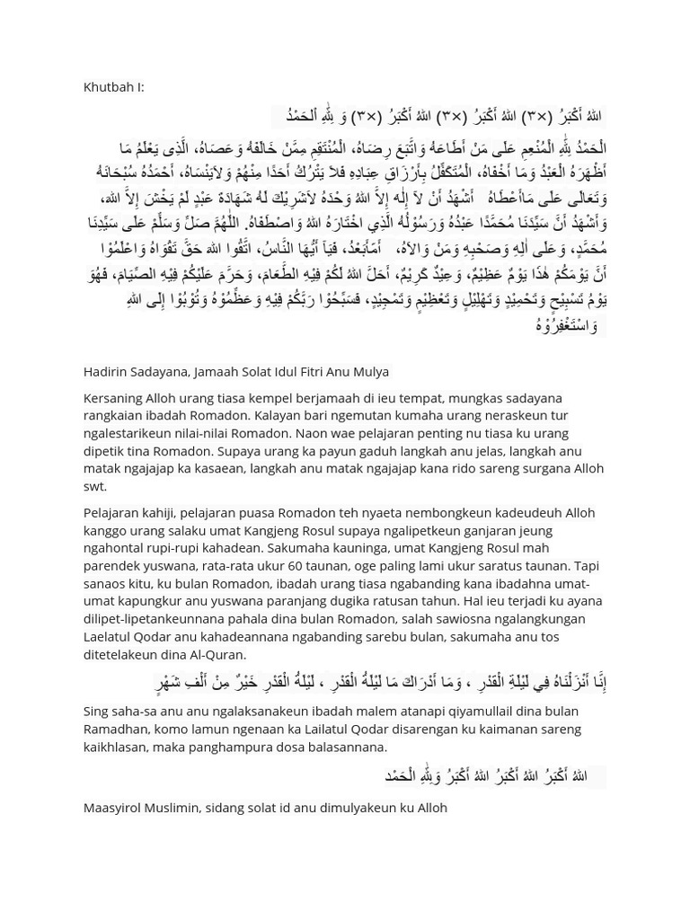 Contoh Khutbah Ied 2024 | PDF