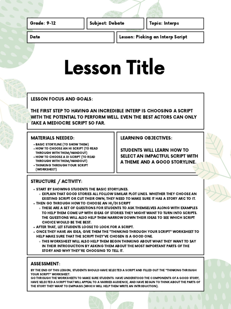Lesson Title | PDF