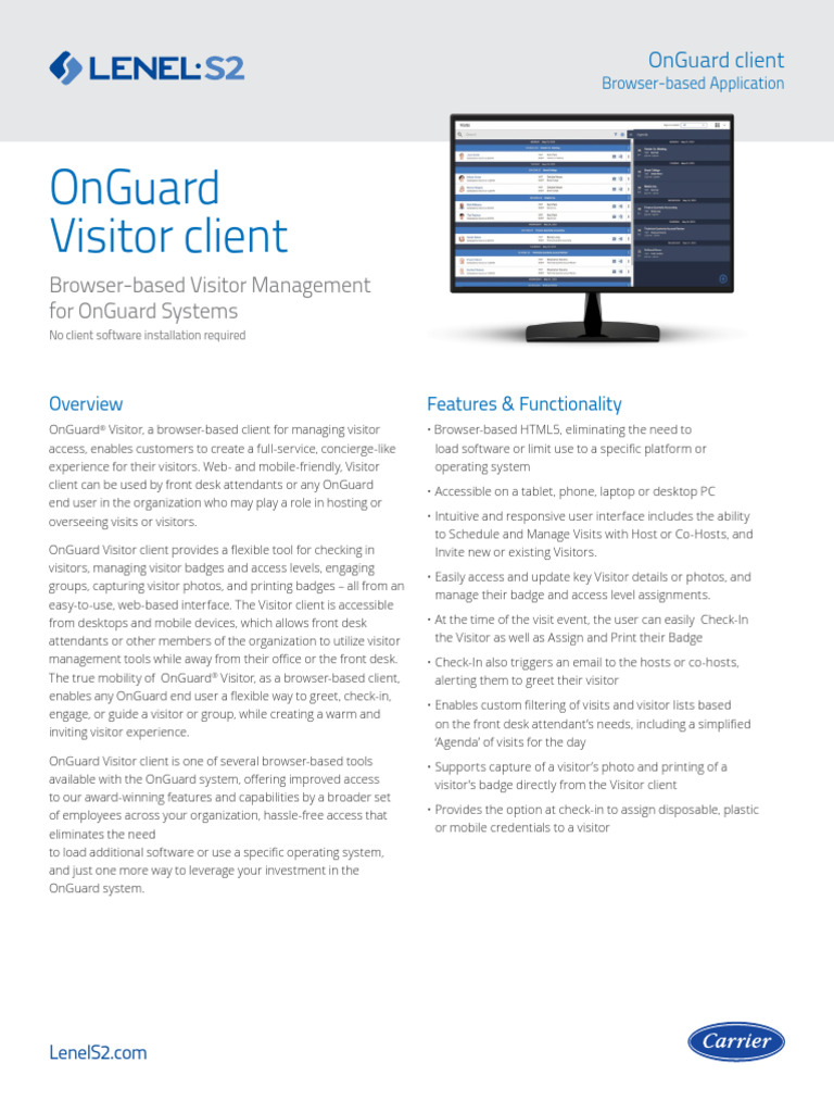 OnGuard Visitor Client Datasheet 06152023 tcm841-145969 | PDF | Web ...