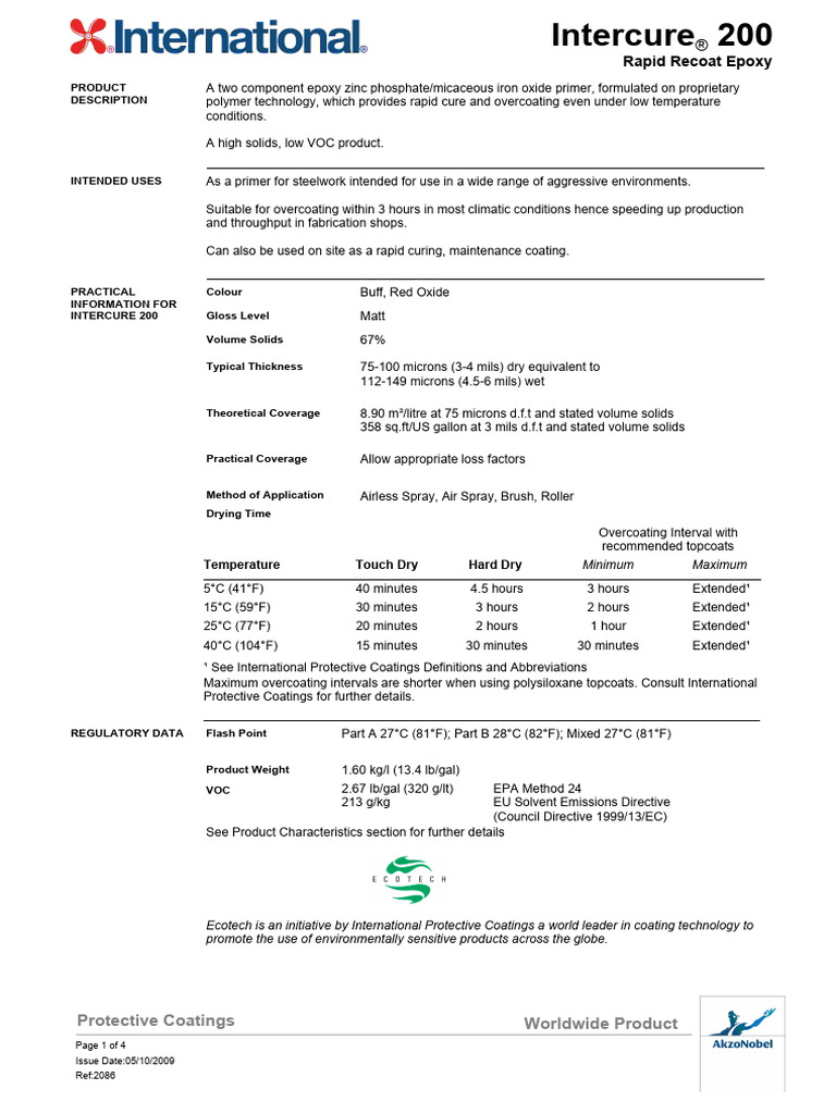 Intercure 200 (Primer) | PDF | Epoxy | Paint