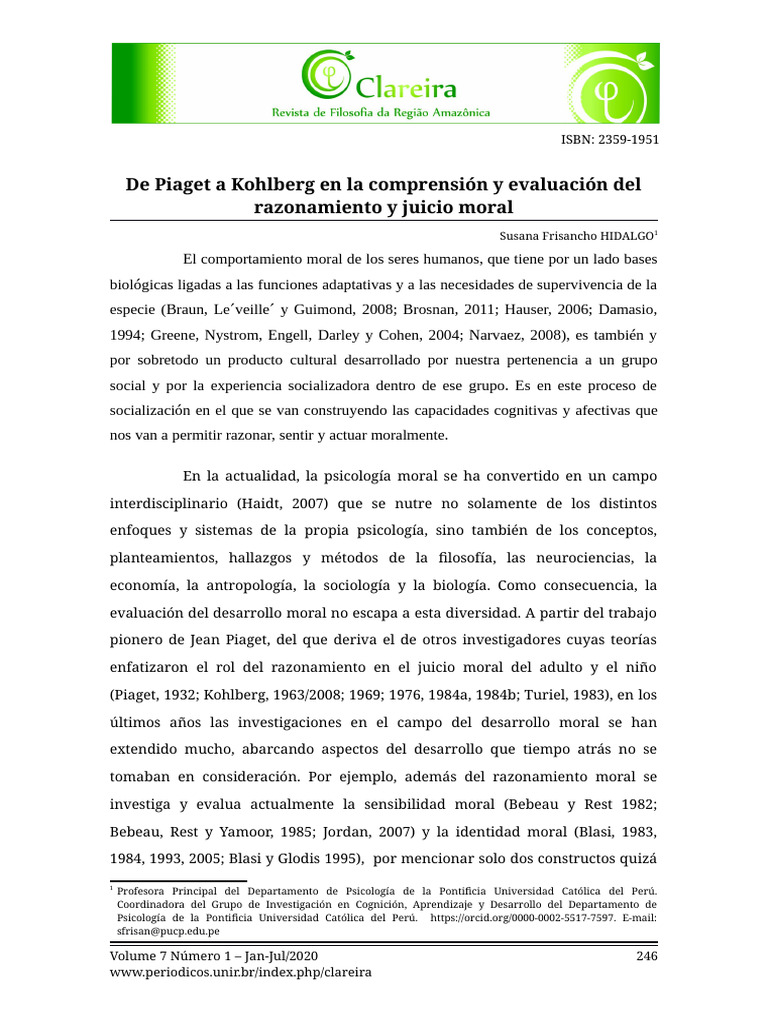 Razonamiento Moral: De Piaget a Kohlberg | PDF | Inteligencia | Método ...