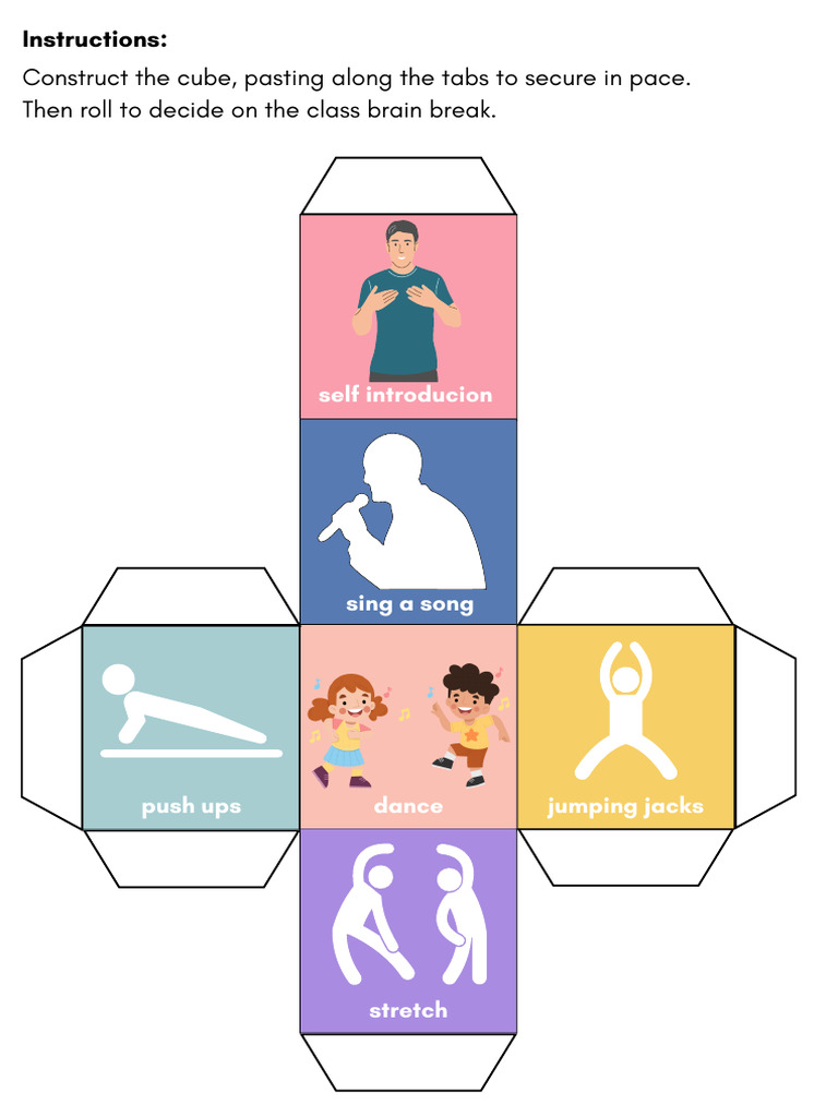 Roll A Brain Break Cube Net | PDF