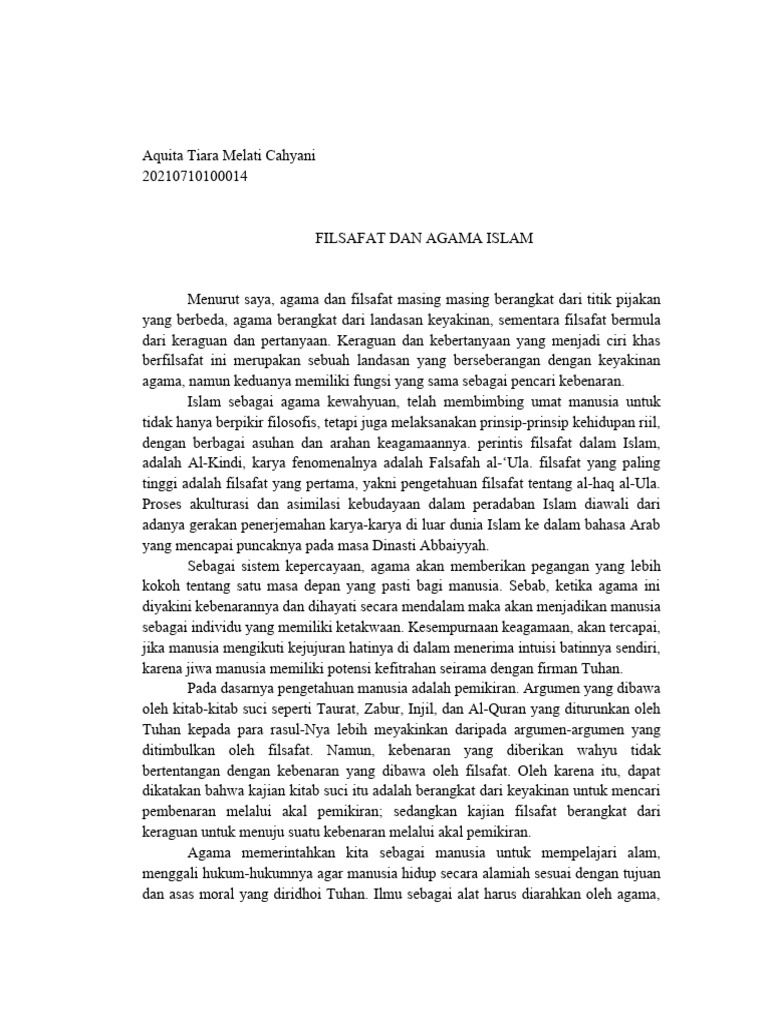Filsafat Dan Agama Islam | PDF