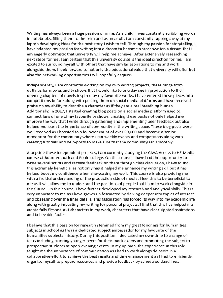 Personal Statement 1 | PDF | Communication | Behavior Modification