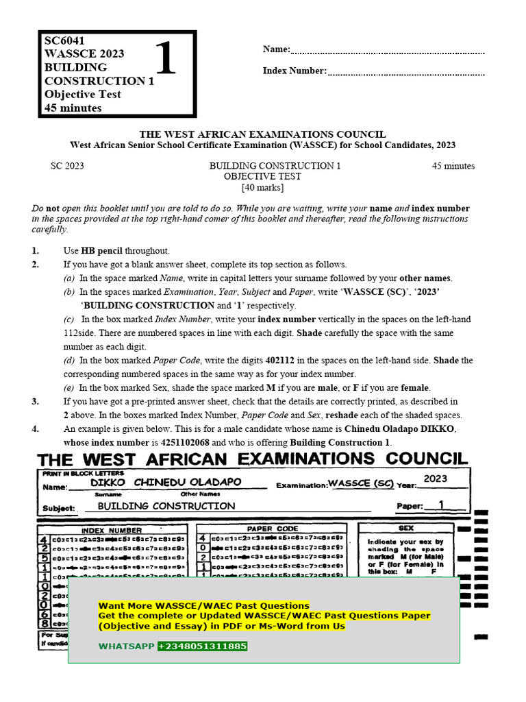 WAEC Building Construction Past Questions PDF Download | PDF | Concrete