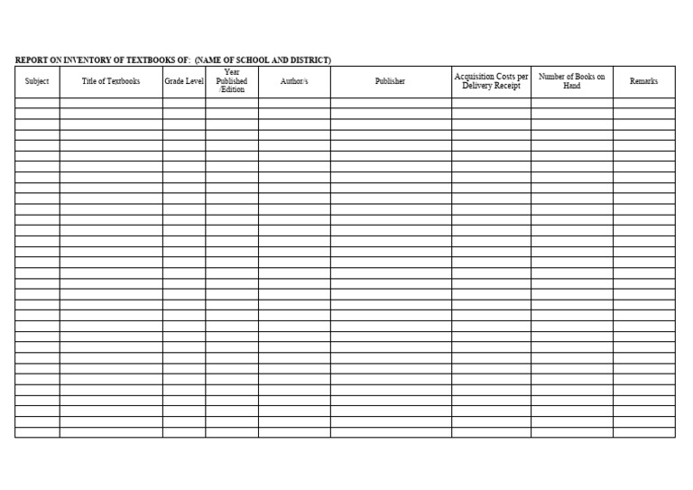 Template of Books Inventory | PDF