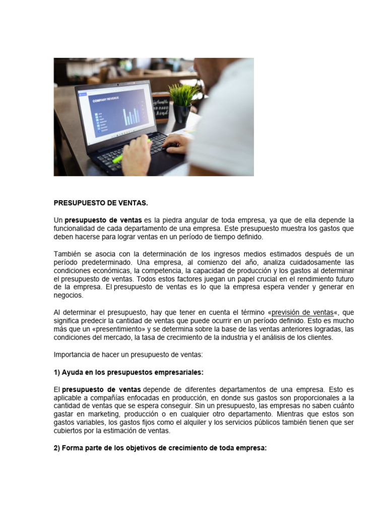 Tema 2. Presupuesto de Ventas | PDF | Presupuesto | Business