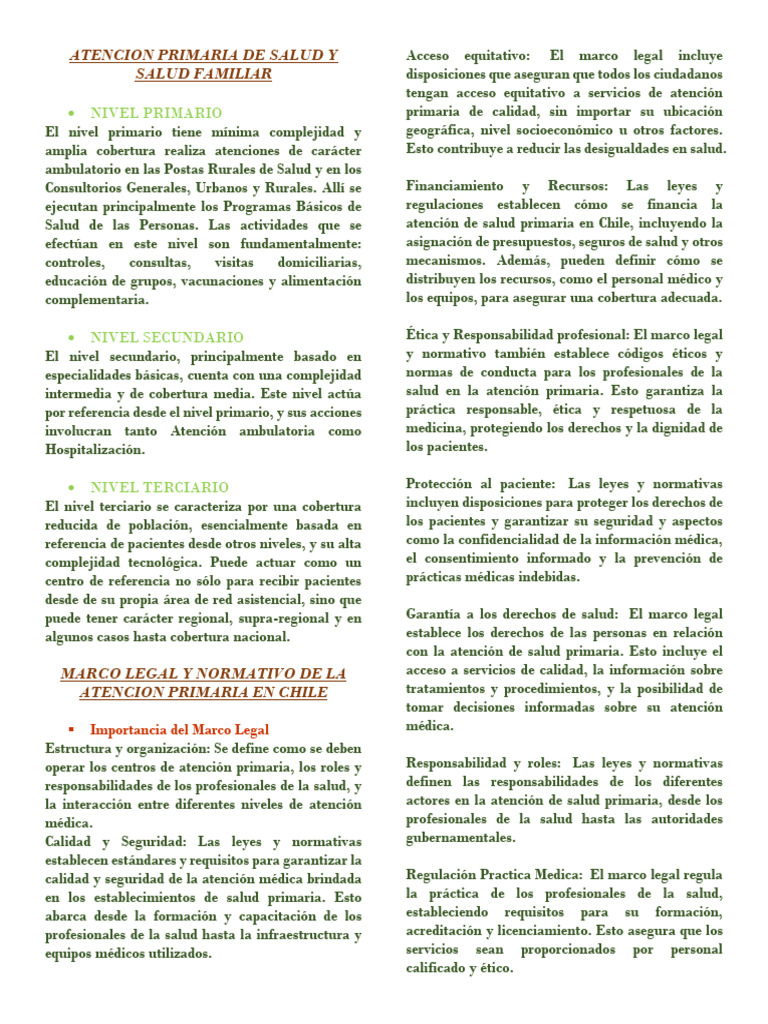 Marco Teorico - Atencion Primaria de Salud y Salud Familiar | PDF | Hospital | Programas sociales