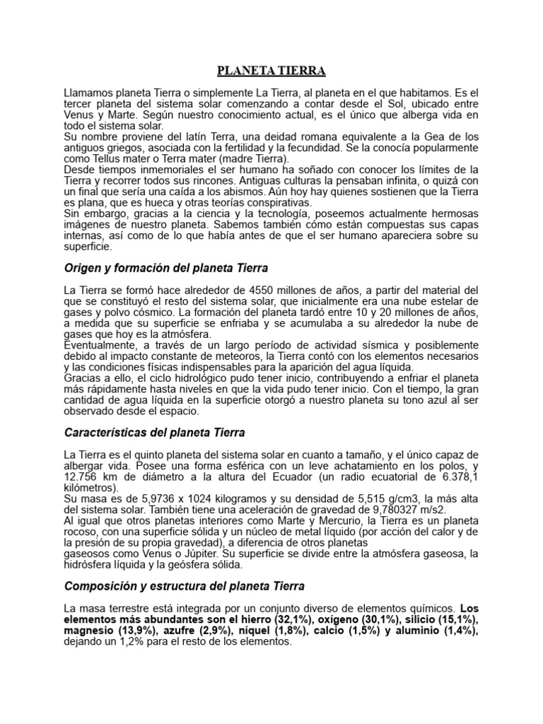 Trabajo Práctico Del Planeta Tierra | PDF | Tierra | Corteza (Geología)