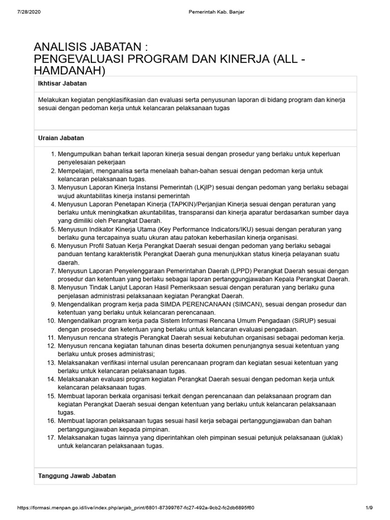 Evaluasi Kinerja Program Kab. Banjar | PDF