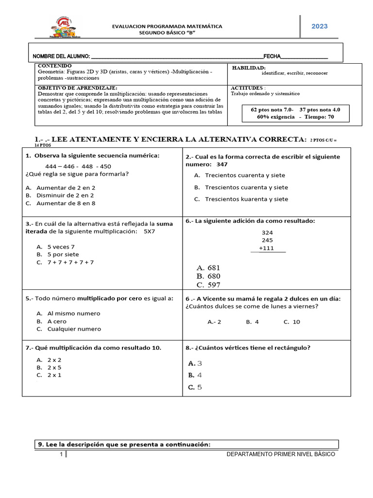 Programada Matematica Segundo Básico | PDF | Geometría euclidiana | Geometría