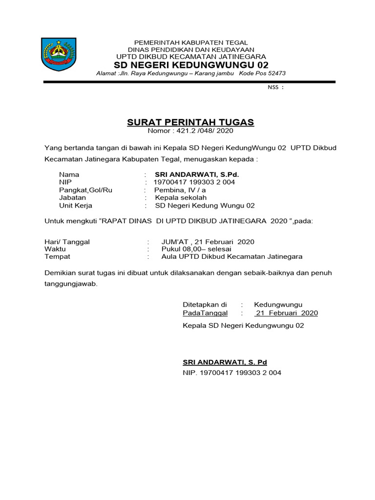 Surat Tugas + SPD 2020 | PDF