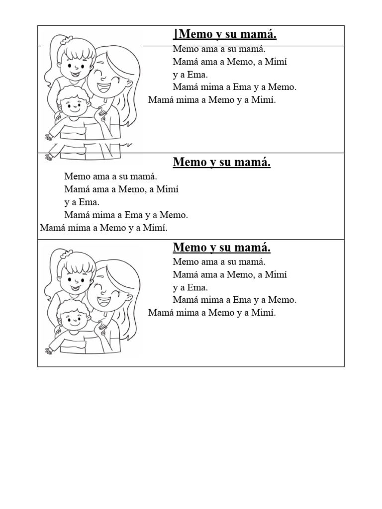 Memo y su mamá: Amor y mimos | PDF