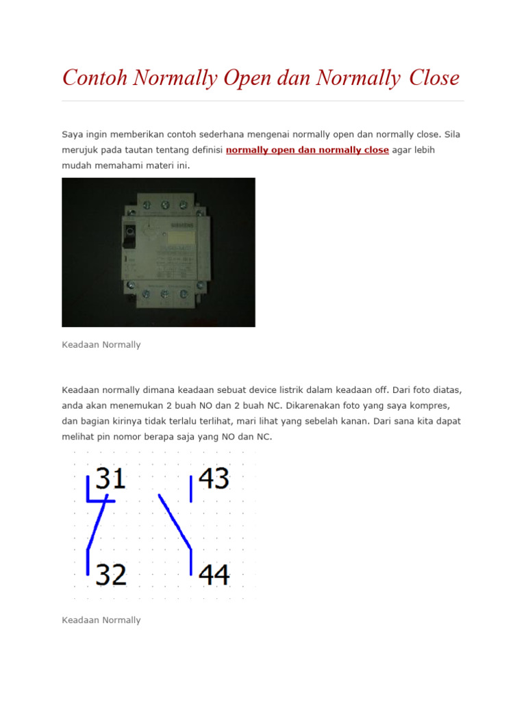 Contoh Normally Open dan Normally Close | PDF