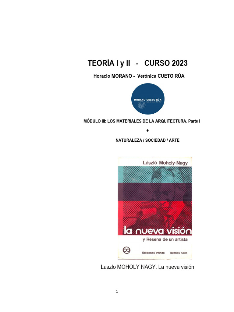 2023 Teoria 1 Modulo 3 Moholy Nagy Le Corbusier Wright Aalto | PDF | Arte