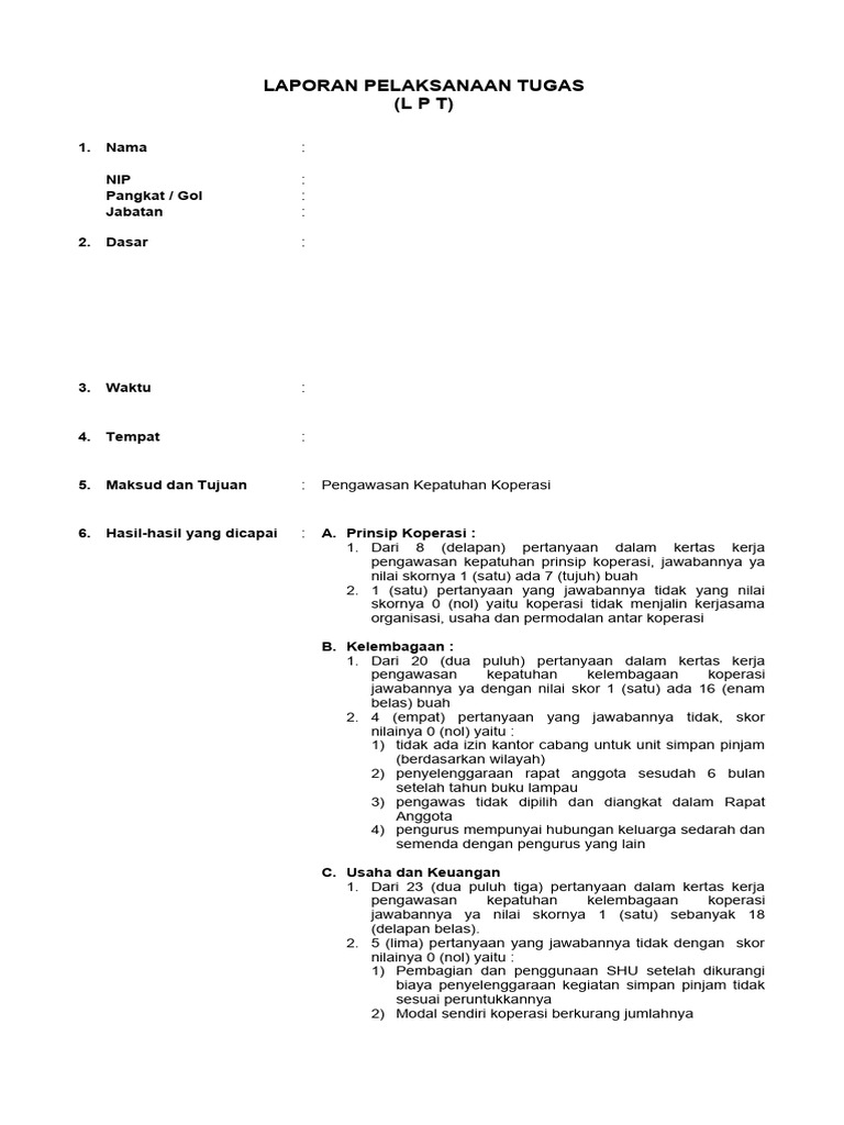 LPT Pengawasan Kesehatan Koperasi | PDF