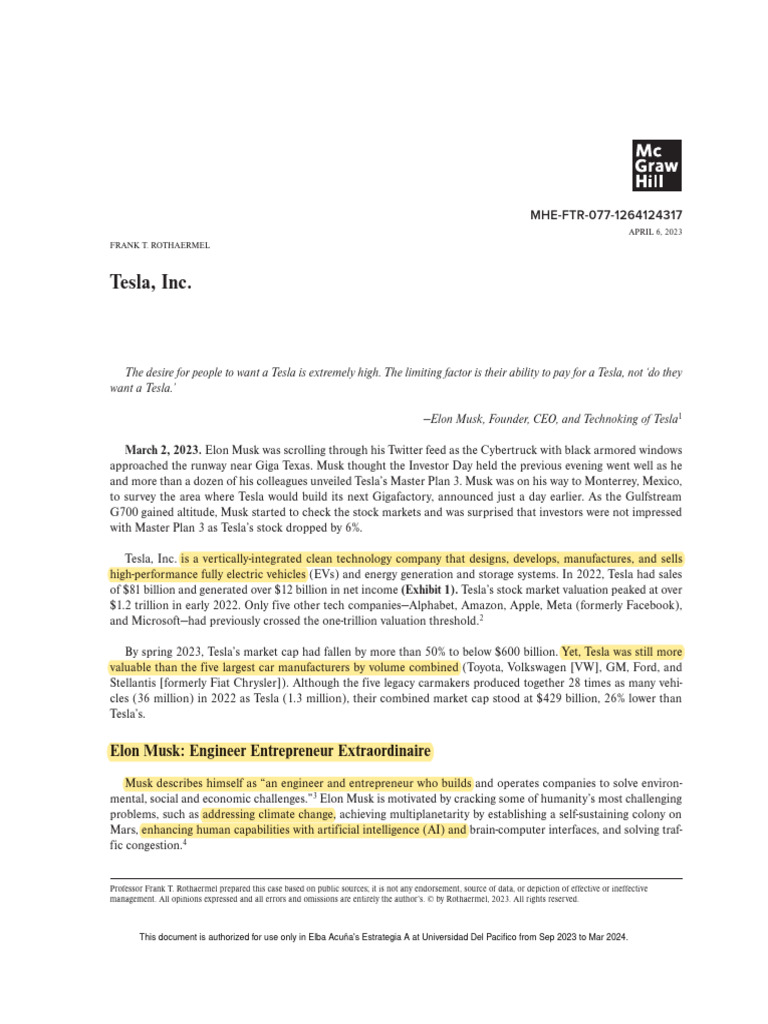 Caso Tesla | PDF | Space X | Electric Vehicle