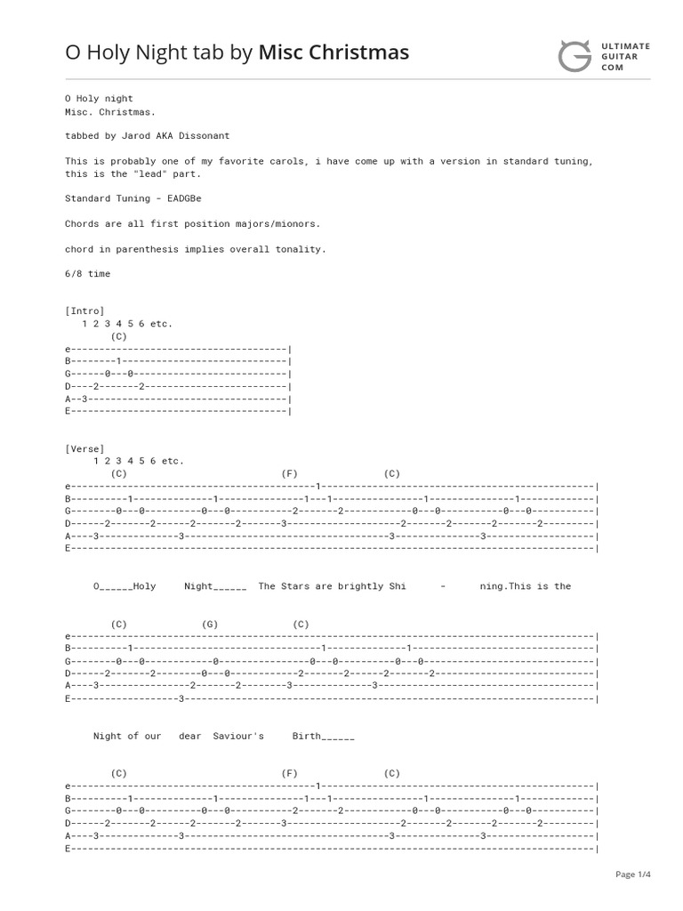 O Holy Night Tab | PDF | Glory (Religion)