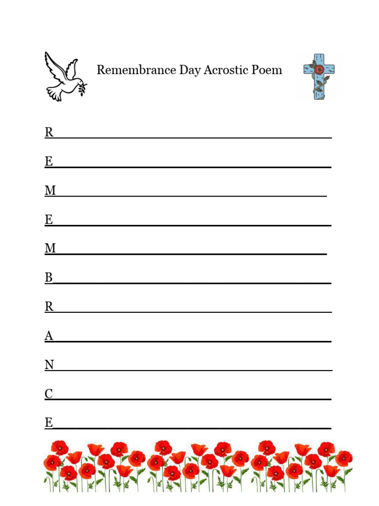 Remembrance Day Acrostic Poem | PDF