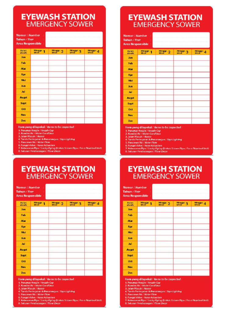 Checklist Eyewash | PDF