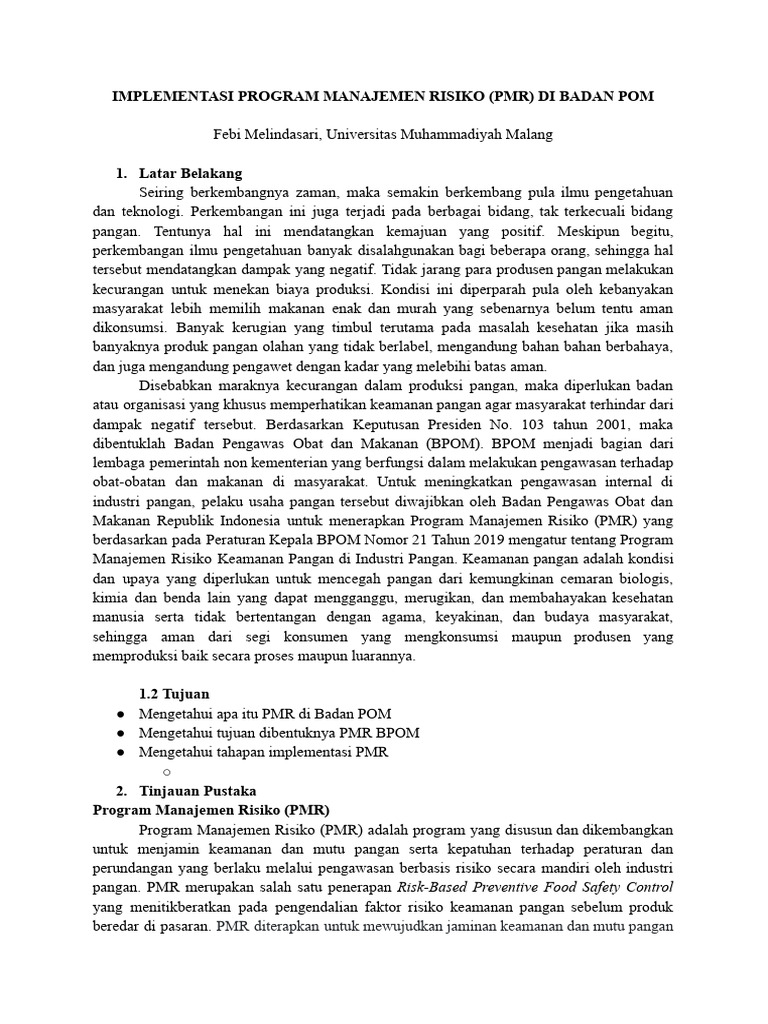 Implementasi Program Manajemen Risiko Di Badan Pom | PDF | Pengembangan ...