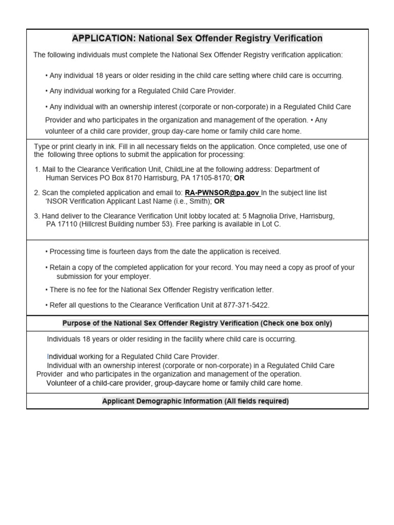 (NSOR) PA Child Abuse History Certification | PDF | Child Care | Justice