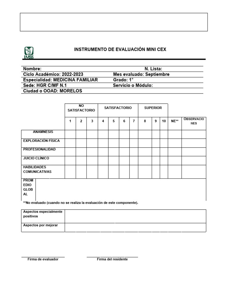 Anexo 2 Instrumento de Evaluación Mini Cex | PDF