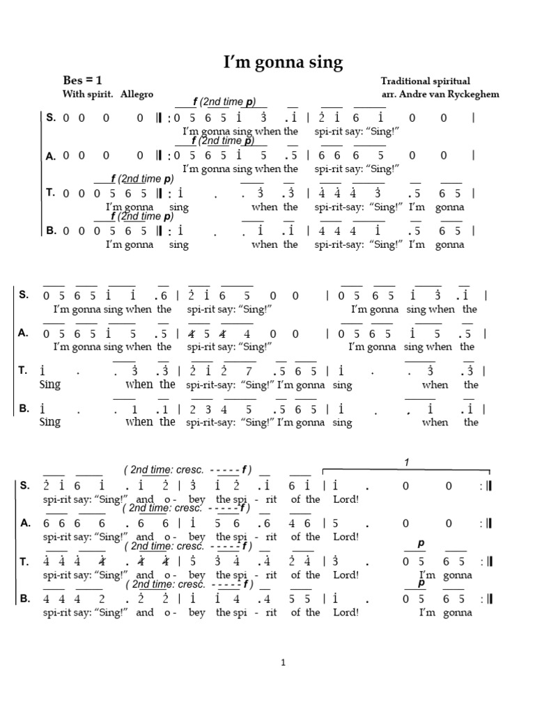 Im Gonna Sing (Partitur Not Angka) | PDF