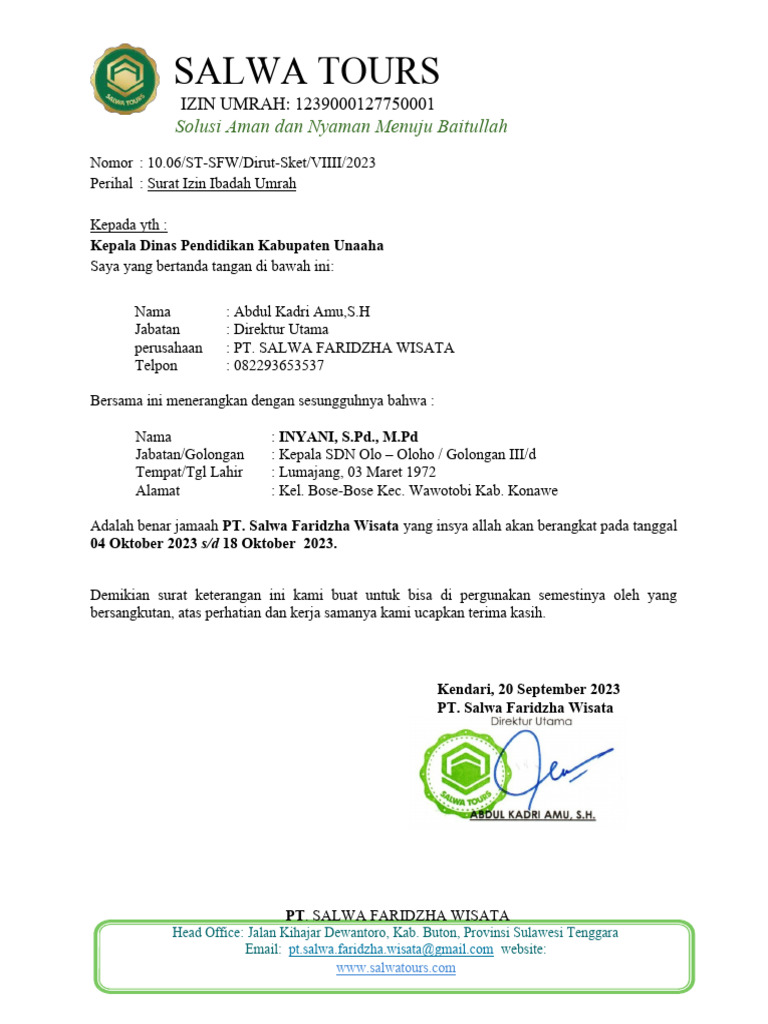 Surat Izin Umroh | PDF