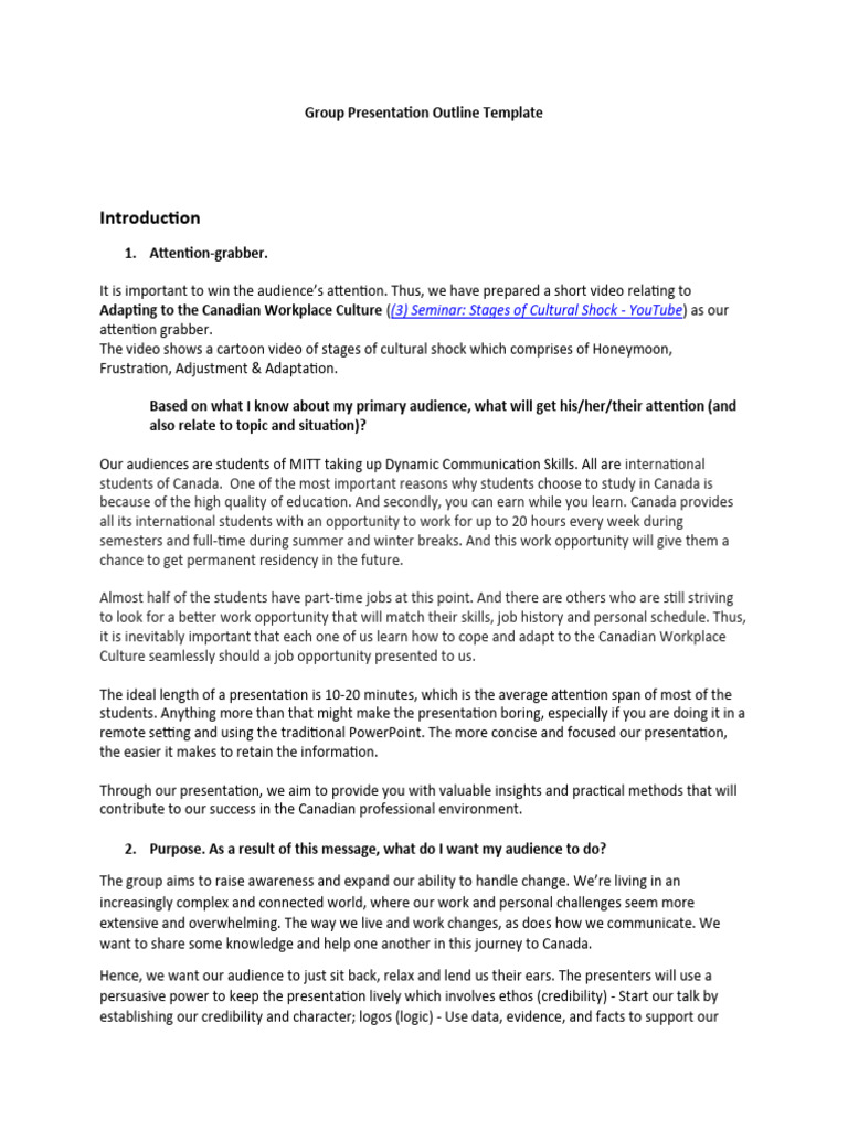 Group Presentation Outline Template | PDF | Credibility ...
