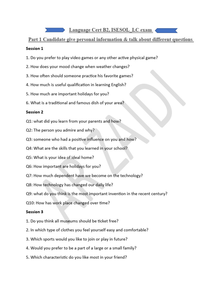 Language Cert Important Questions | PDF